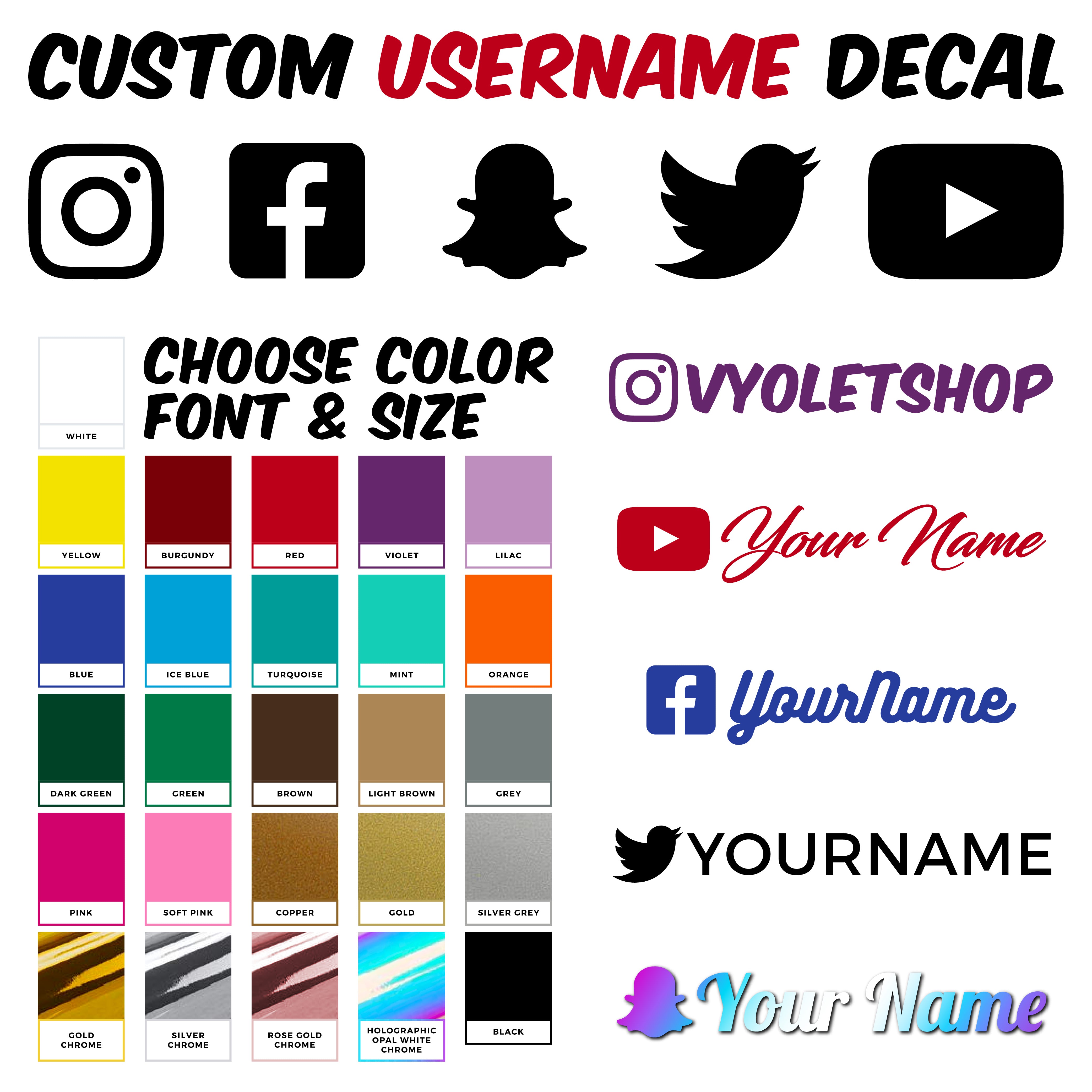 Custom Social Media Username Decal - Personalized Username Sticker ...
